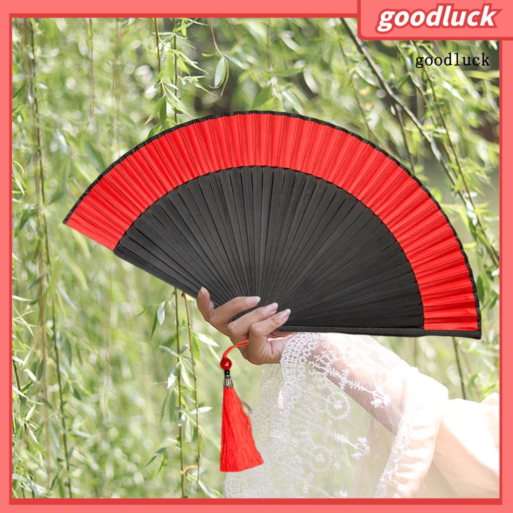[GD] Bamboo Hand-Held Folding Fan Chinese Vintage Lightweight Cooling ...