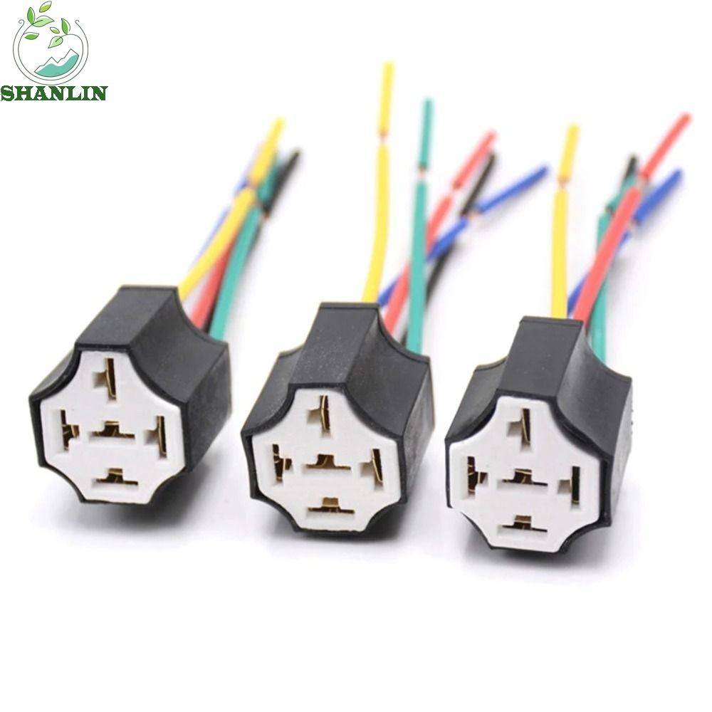 SHANLIN 5 Pins Auto Relay Socket, 5 hole High Relay With Pins Car Relay ...
