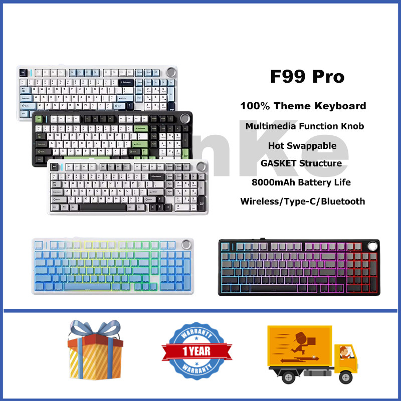AULA F99 Pro Wireless Mechanical Keyboard 100% RGB Customized GASKET ...