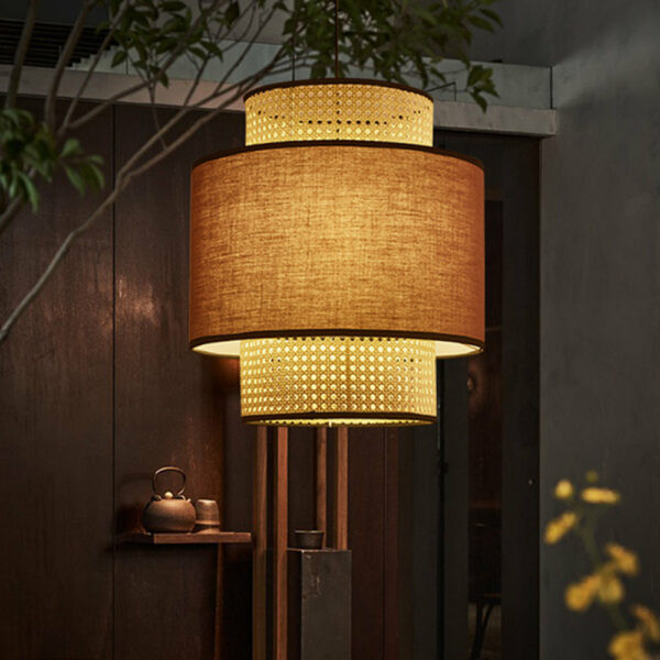 LAMPU GANTUNG ROTAN RUSTIC FARMHOUSE RATTAN PENDANT LAMP BAMBOO LAMP ...