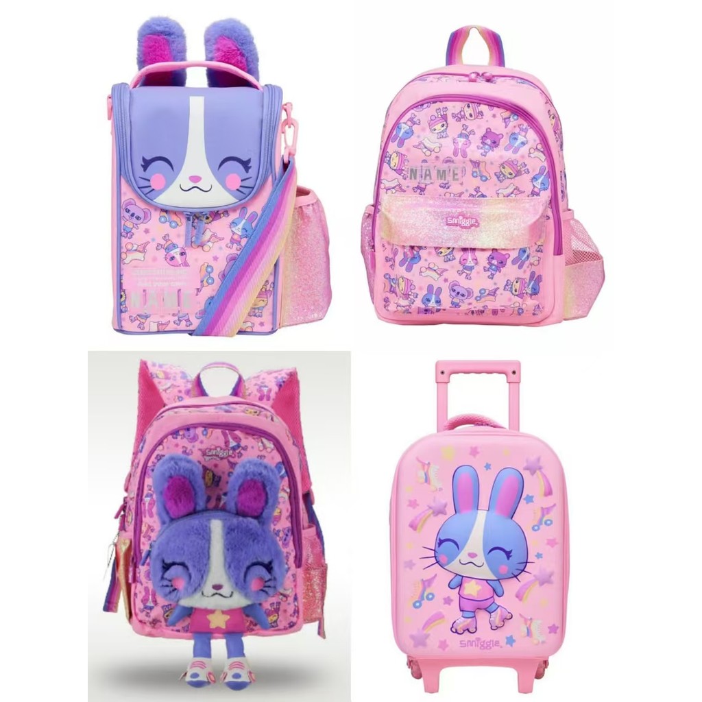 Australia smiggle Pink Rabbit School Bag Trolley Bag Water Bottle Meal ...