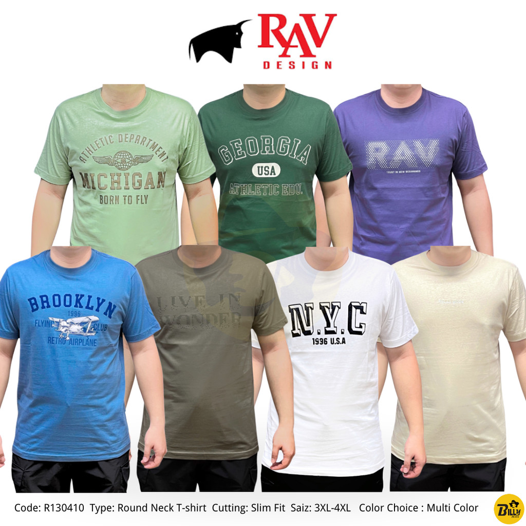[ BIG SIZE ] RAV DESIGN Brand Men’s Comfort Casual Round Neck T-shirts ...