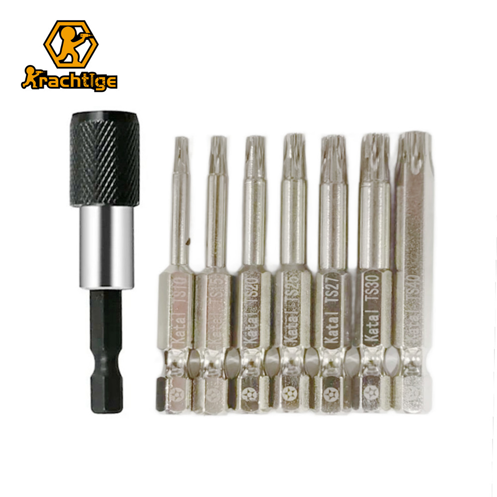 50mm Magnetic Screwdriver Set TS10 TS15 TS20 TS25 TS27 TS30 TS40 1/4" Hex Shank 5 Point Torx ...