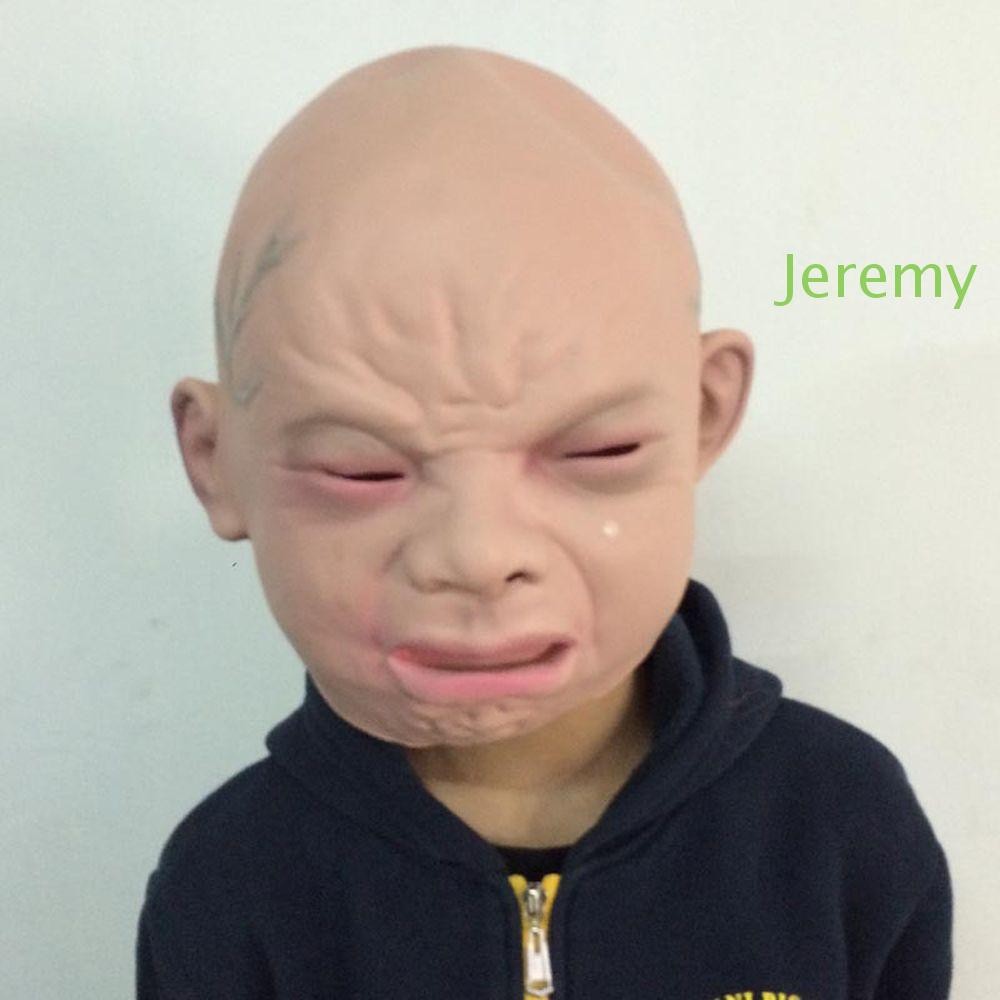 JEREMY1 Crying Baby Mask Human Releastic Halloween Costumes Funny Doll ...