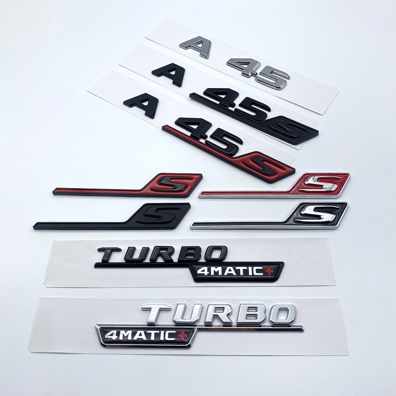2017 Glossy Black Silver LettersA45 A45S Turbo 4matic Emblem for ...