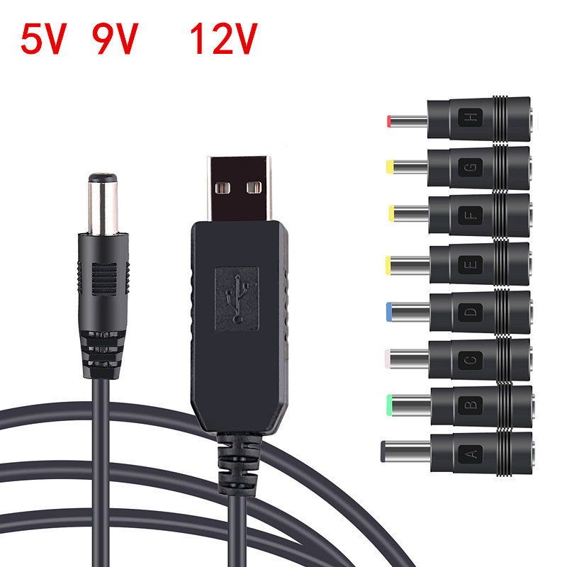 USB Power Booster Cable 5V to DC 9 V/12V Boost Converter Cable with 8DC ...