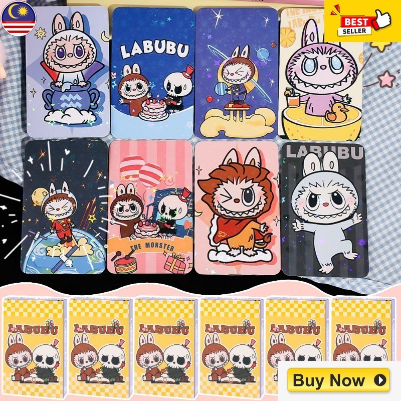 ZDD 30Pcs/Box Cartoon Cute Labubu Pattern Double-sided Laser Flash Card ...