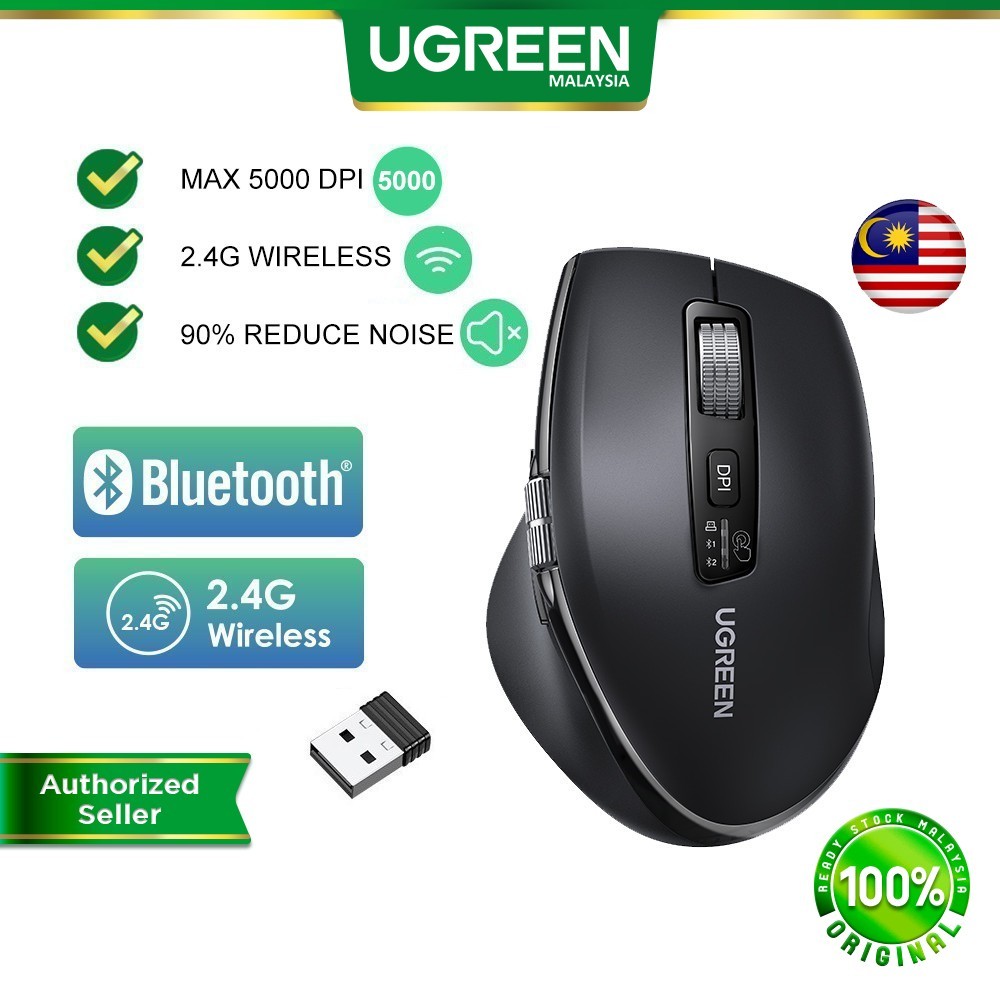 UGREEN Bluetooth 6 Silent Buttons Mouse 2.4G 5 Level DPI Setting ...