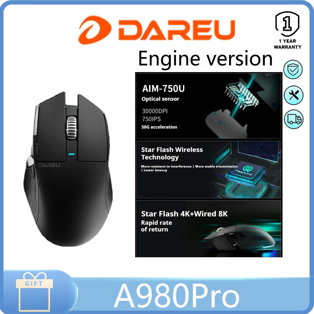 Dareu A980Pro Engine version mouse three-mode connection P3950 custom chip esports gaming mouse ...