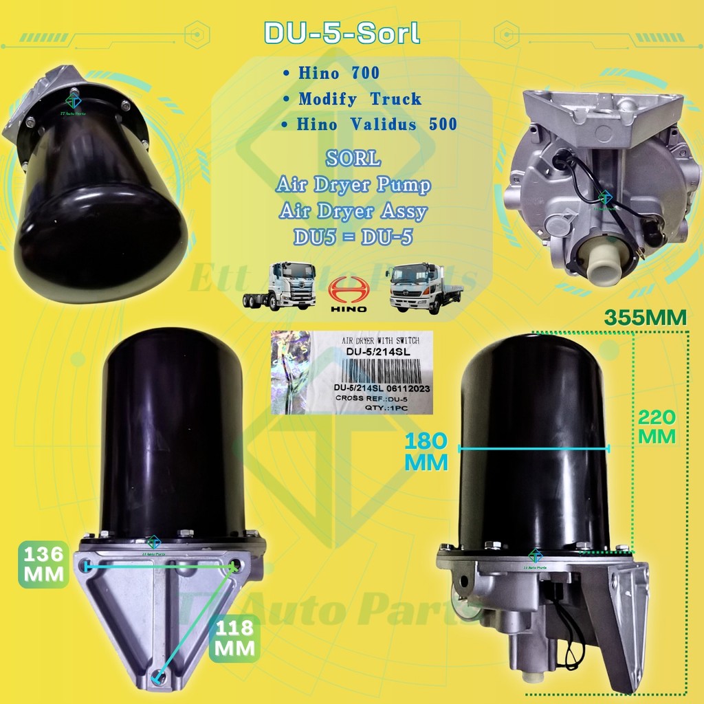 Air Dryer Assy / Pengering Udara Pump (Modify) Trak Hino 700, Hino ...