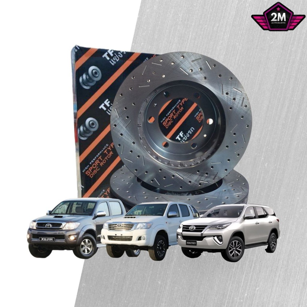 ORIGINAL TF THAILAND SLOTTED & DRILLED DISC ROTOR (FRONT) FOR TOYOTA ...