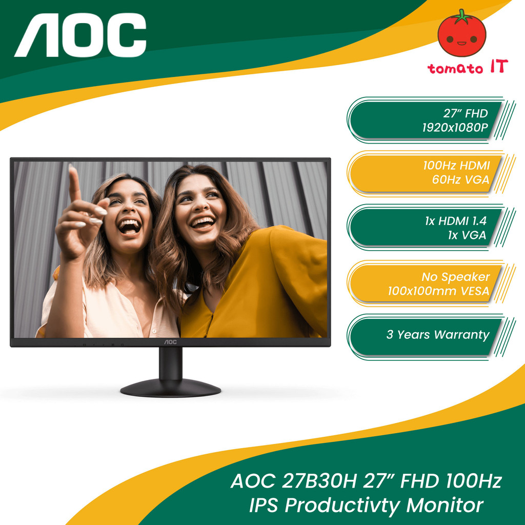 AOC 27B30H 27" FHD 100Hz IPS Productivity Monitor | Shopee Malaysia