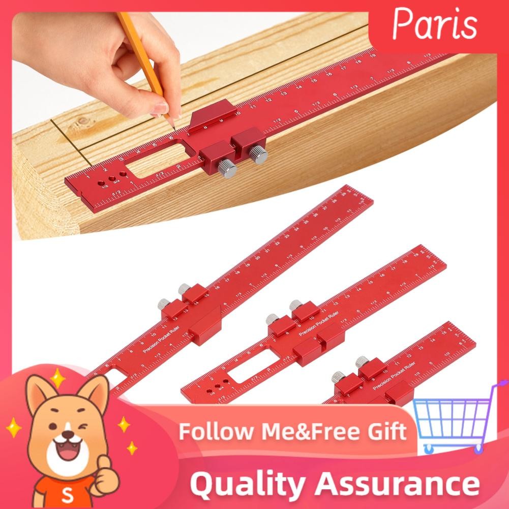 Superparis 3Pcs Metal Slide Ruler Inch Metric Stop Marking T Type CNC ...