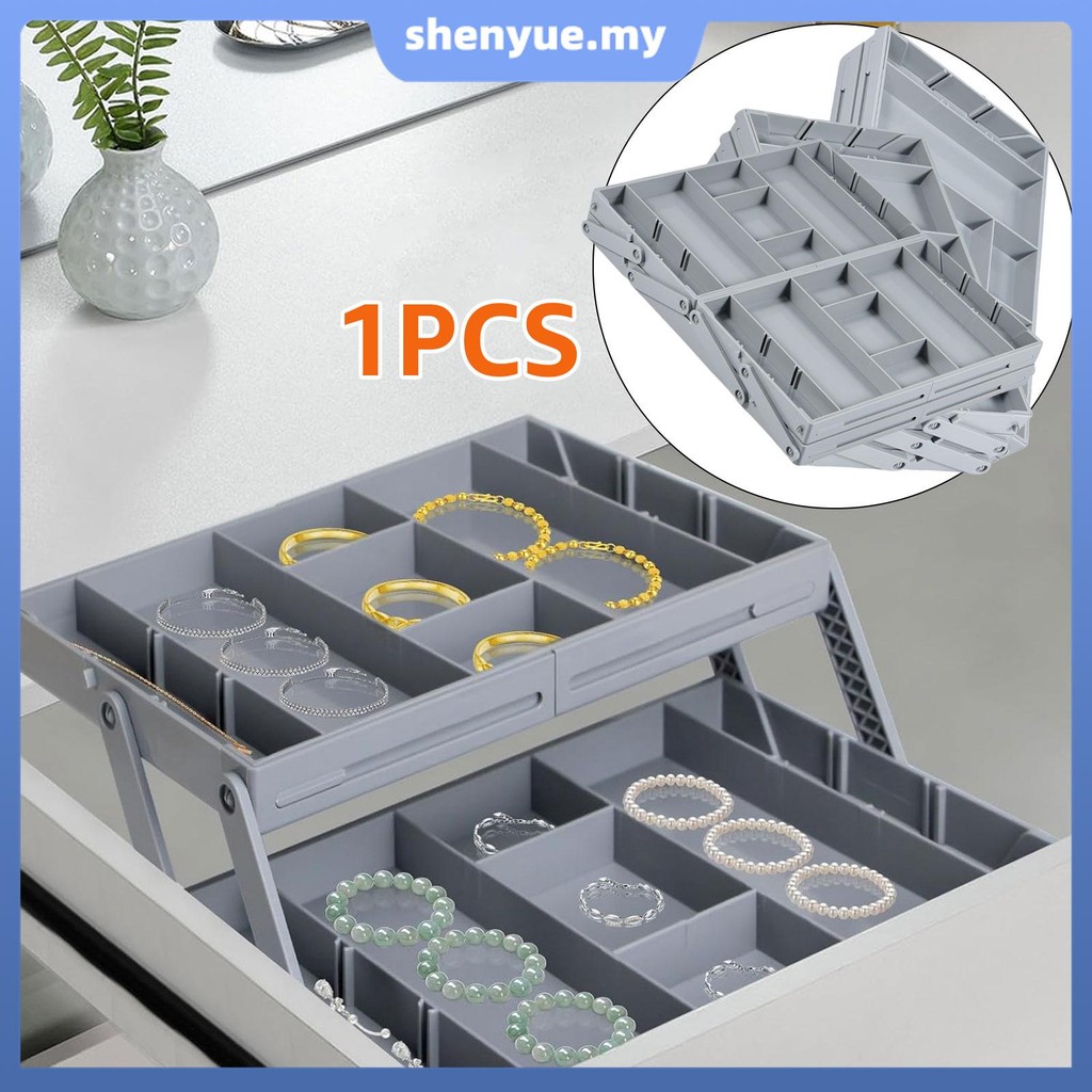 2/3 Tier Collapsible Drawer Organizer Multi Level Drawer Organizer with ...