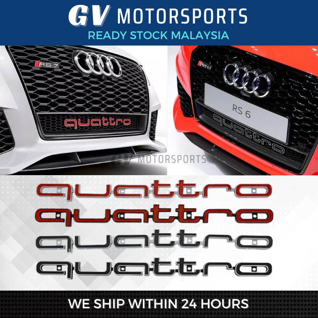 READY STOCK Audi Quattro Grill Logo Front Emblem Badge Car 3D ABS Front ...