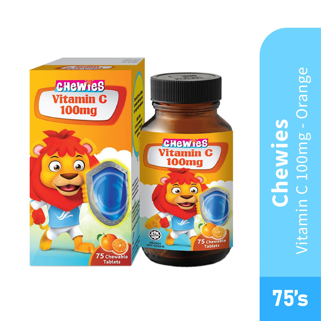 CHEWIES Vitamin C 100mg 75's - Orange for Kids, Vitamin C Chewable for ...