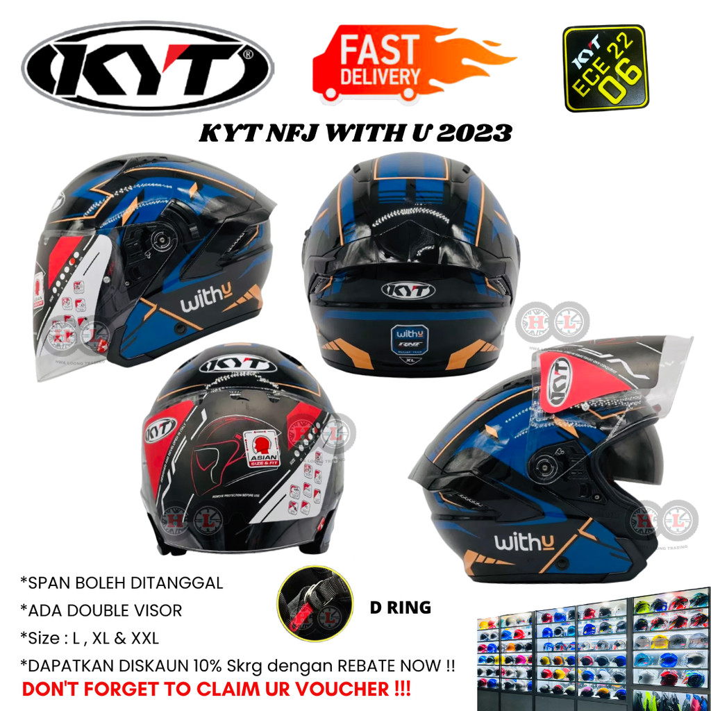 KYT NFJ HELMET DOUBLE VISOR ( KYT HELMET NFJ WITH U ) - KYT OPEN FACE ...