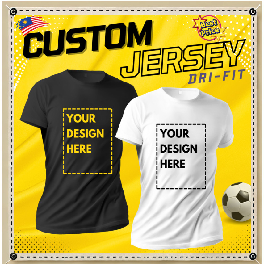 CUSTOM T-shirt Printing Jersey Cetak Baju Custom Print Baju Jersi ...
