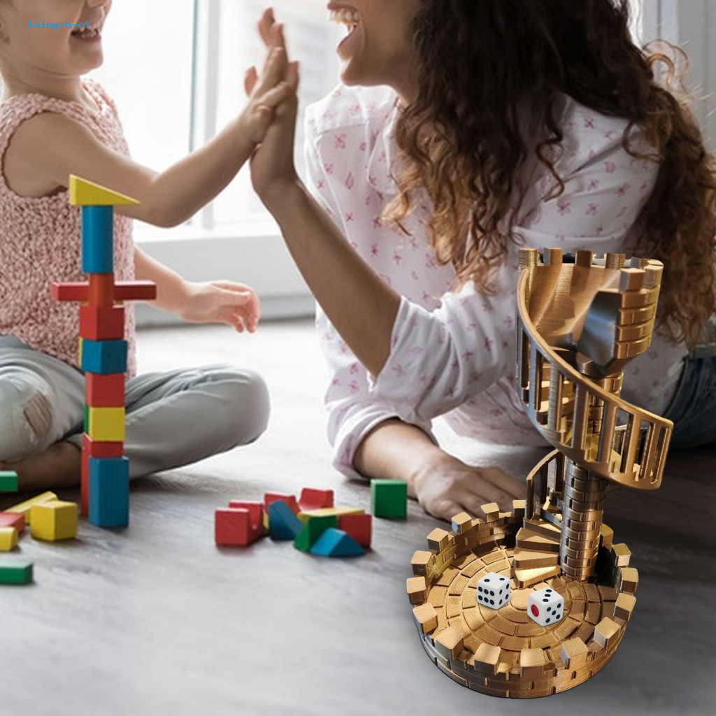tuingzh Dice Rolling Tower Retro Dice Tower Vintage Castle Dice Tower ...