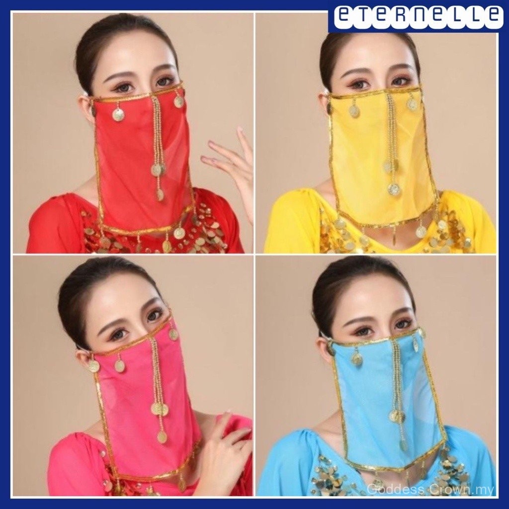 Arabian Accessories Mask Indian Belly Dance Face Veil Chiffon Coin ...