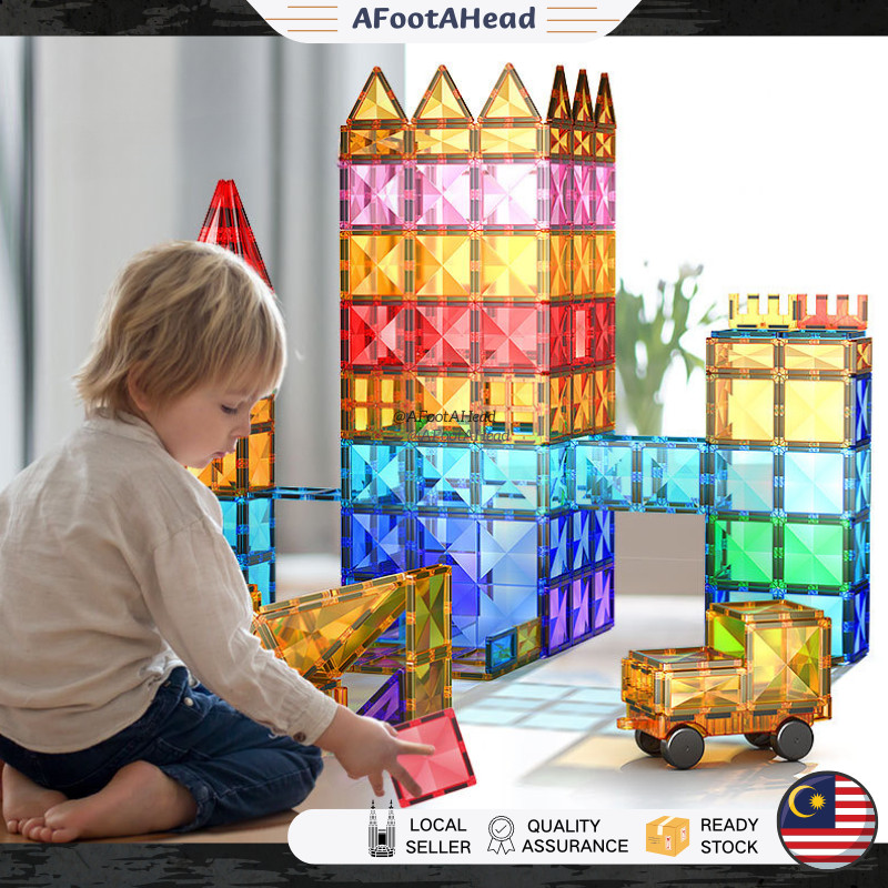 100PCS Colorful Magnetic Tiles Construction Toys Building Blocks Colour ...