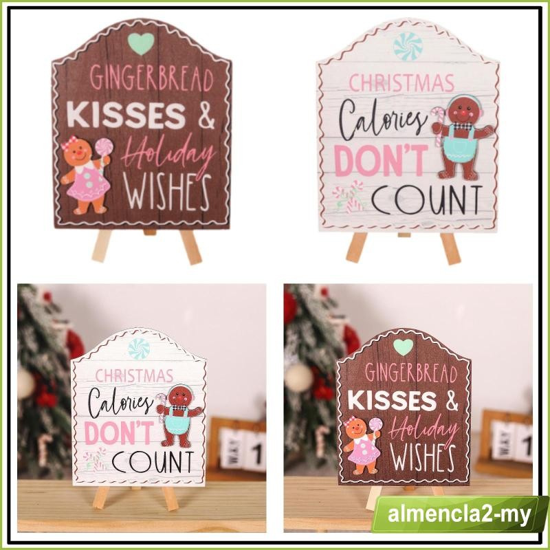 [AlmenclafdMY] Gingerbread Man Sign Farmhouse Christmas Wooden Table ...