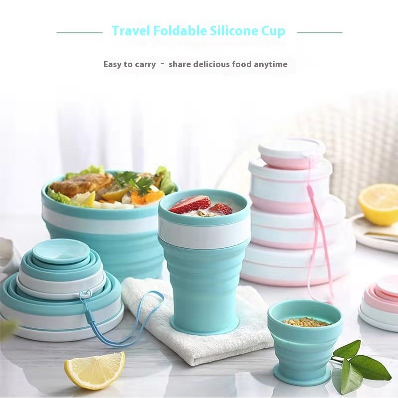 Folding cup and bowl with lid, foldable lunch box without lid, travel ...