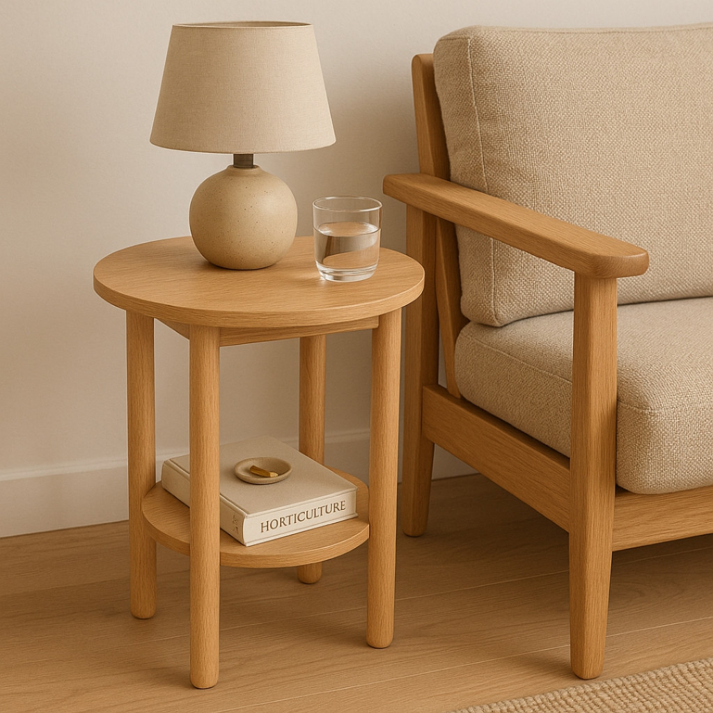 MOKU Home SOVEN Japandi Style Full Solid Rubberwood Side Table bedside table | Shopee Malaysia