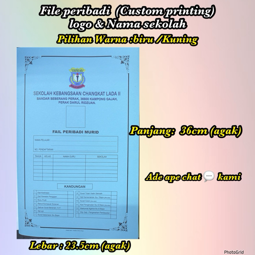 CUSTOM UV PRINTING File PERIBADI sekolah murid logo dan Nama sekolah ...