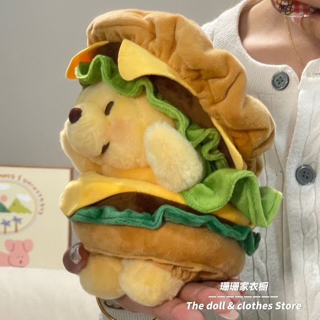 🍔现货🍔Creative New Style Burger Winnie the Pooh Cartoon Burger Pooh Doll ...