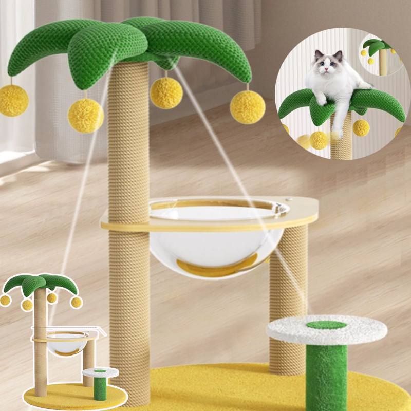 Cat Climbing Frame Coconut Tree Shape Soft and Comfortable Cat Toy Cats ...