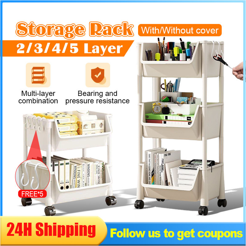 2-5 Layer Moving Rack With Wheel Trolley Cart Organizer Storage Shelf ...