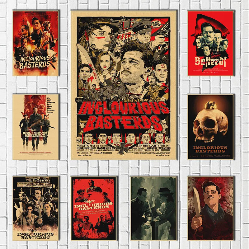 Filem klasik Inglourious Basterds Vintage Poster Retro Kraft kertas ...