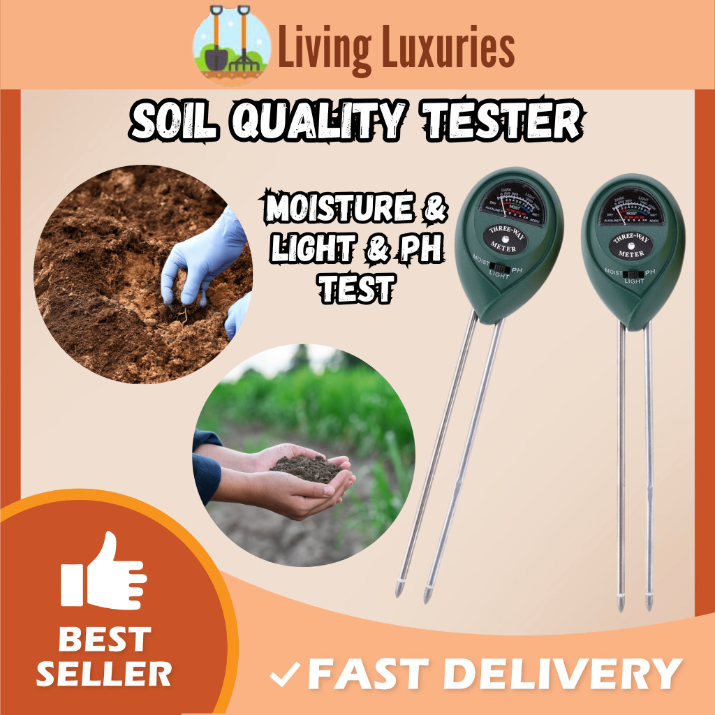 Soil PH Meter 3 in 1 Gardening Tool Soil Tester Kit with Moisture Light ...