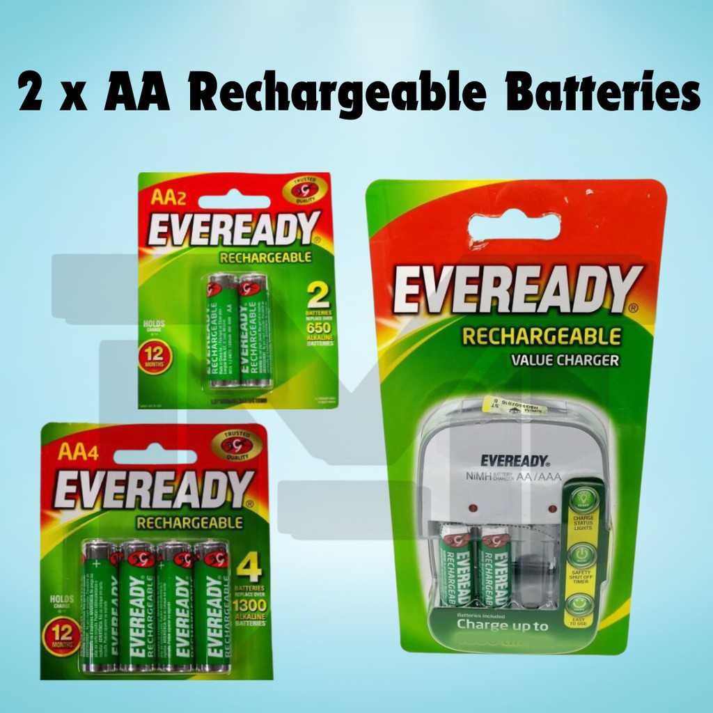 Official Eveready Rechargeable Value Charger With 2 x AA Rechargeable ...