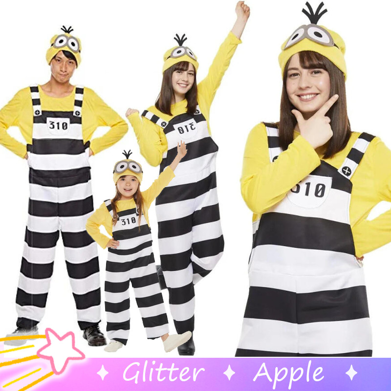 Despicable Me Minion Cosplay Costume Yellow White Black Prisoner ...