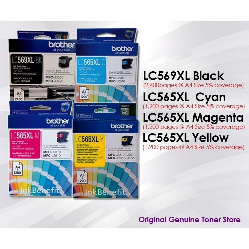 Brother LC569XL-BLACK, COLOR: LC565XL LC-565XL Cyan Magenta Yellow ...
