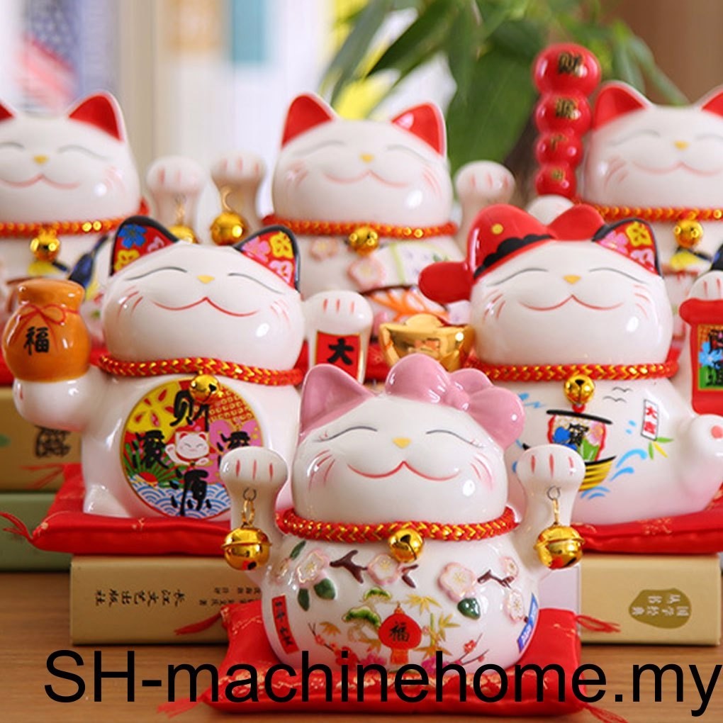 Ceramic Fortune Cat Figurine Money Saving Jar Cute Style Container ...