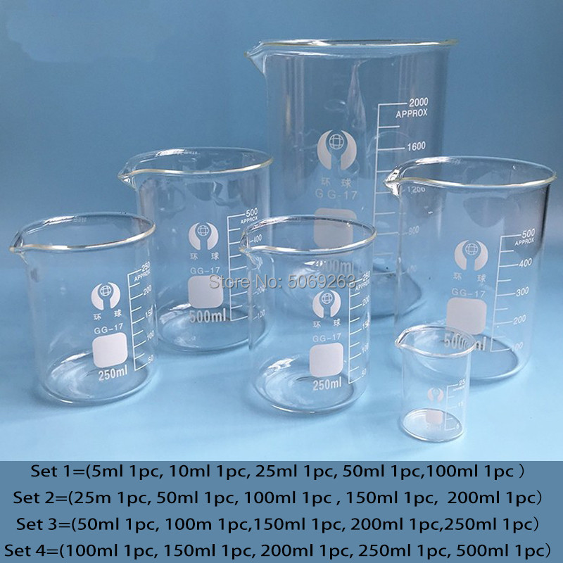 High-quality 1set Lab Borosilicate GLass beaker all sizes chemical Form ...