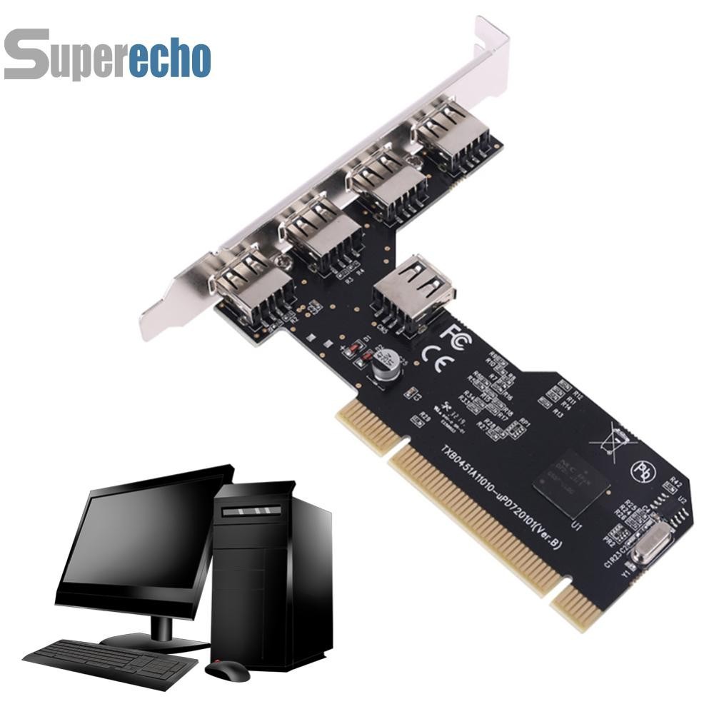 5 Ports USB 2.0 PCI Hub Controller Expansion Card NEC720101 Chipset for ...