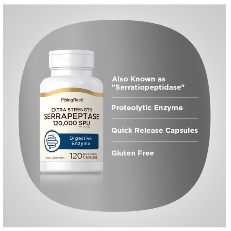 Super Enzyme, Serrapeptase 120,000 SPU, Pain Relief, Wound, Lung Scar ...