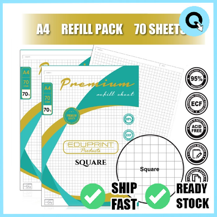 QFL EDU Paper A4 Size 70gsm Paper Small Square Ruled Graph Paper Square ...