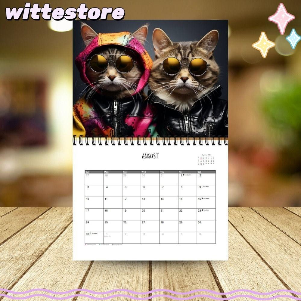 WITTE Retro Player Calendar, Year Home Decoration Cat Calendar 2025 ...