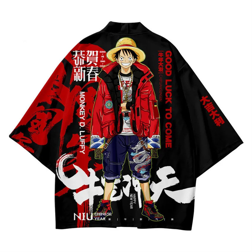 Plus Size One Piece Kimono Roronoa Zoro Monkey D. Luffy Japanese Haori ...