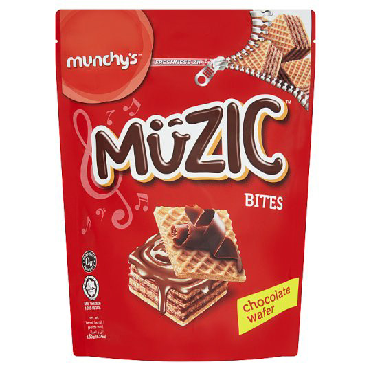 MUNCHYS Muzic Bites Chocolate Hazelnut Chocolate Wafer 180G | Shopee ...