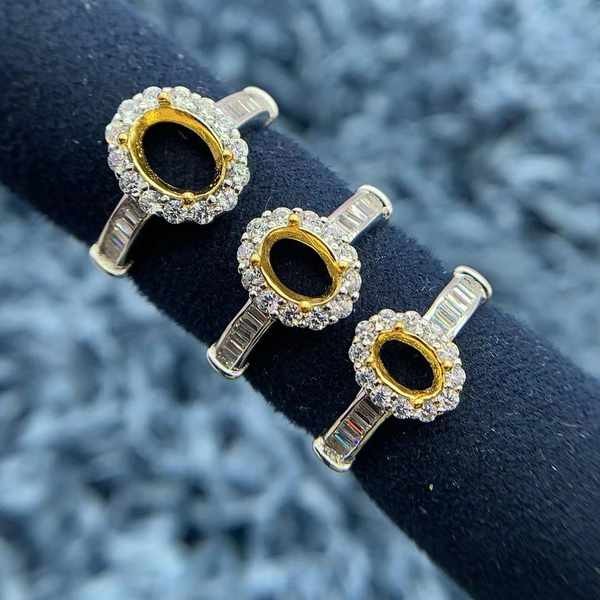 subang telinga perempuan subang subang telinga S925 cincin perak sterling kosong set bujur 4 * 6 ...