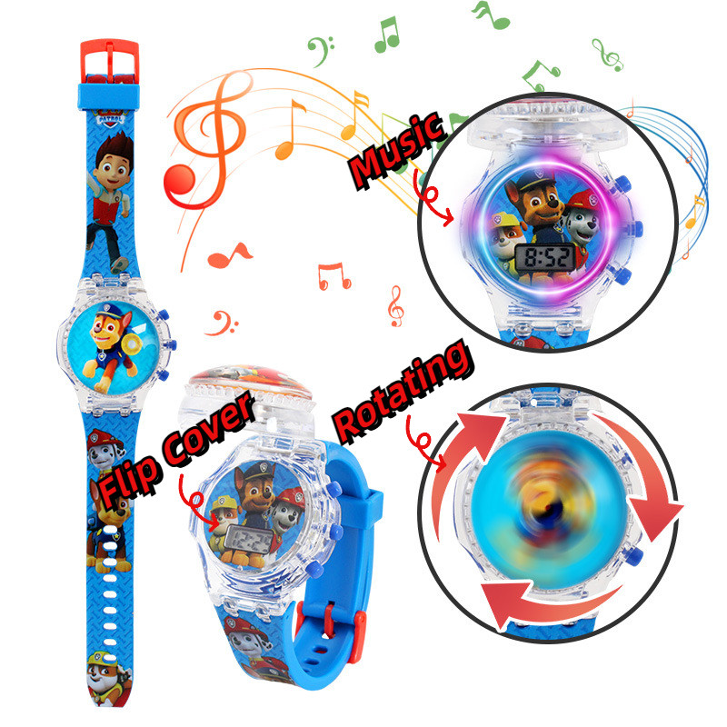 Paw Patrol Toys Cartoon Kids Watch Flip Rotating Cover Electronic Watch ...
