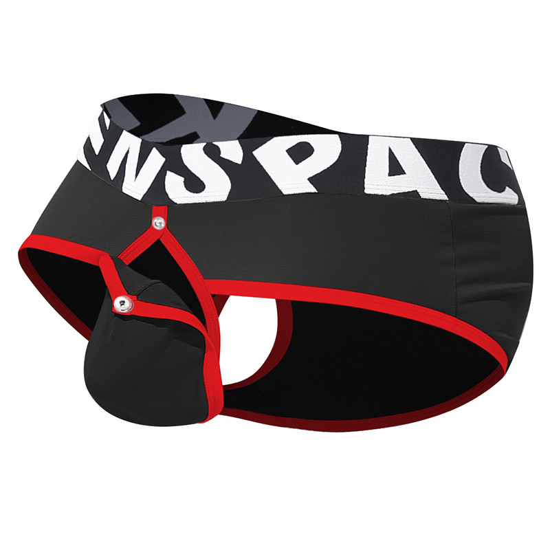 Men's Low Waist Underwear Open Front Briefs Removable Pouch Backless ...