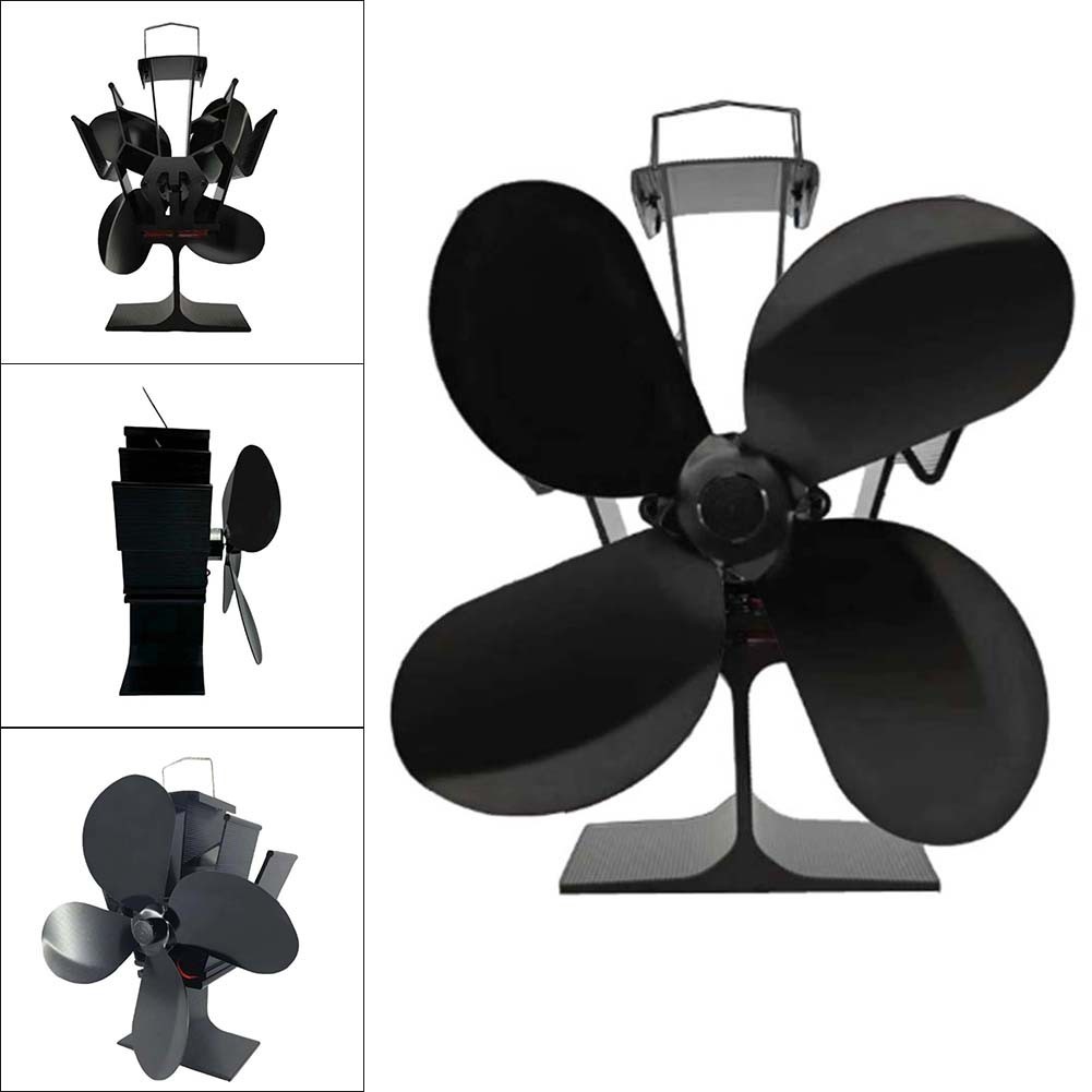 Mini 4 Blade Stove Fan Heat Powered Fireplace Fan Winter Warm Heat ...