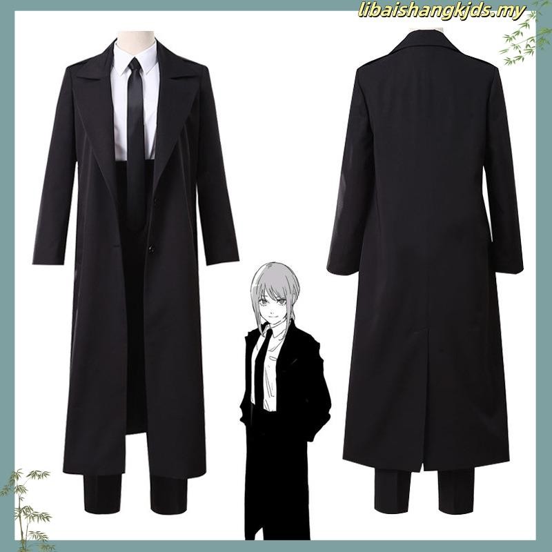 Anime Chainsaw Man Makima Angel Devil Cosplay Costume Black Trench Coat ...